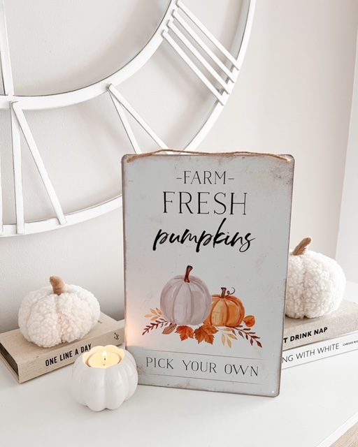 Farm fresh pumpkins tin sign - Perfectly Lovely Interiors