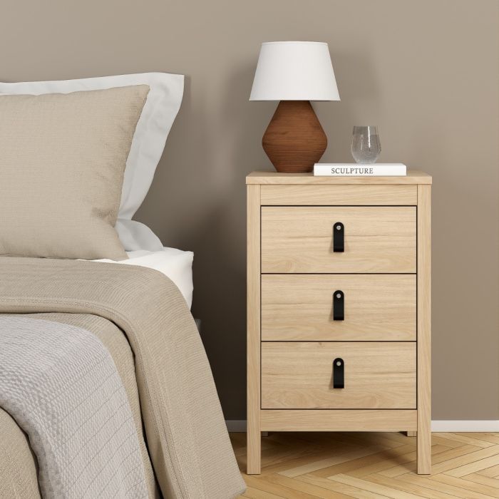 Loft Bedside Table 3 Drawers in Jackson Hickory Oak - Perfectly Lovely ...