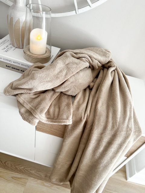 Super snuggly taupe blanket/throw - Perfectly Lovely Interiors