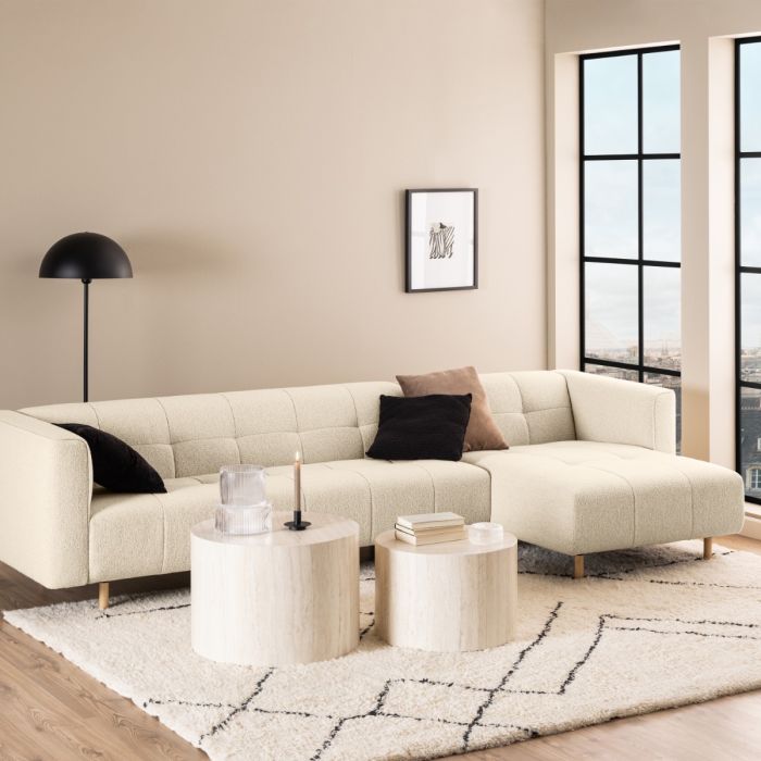 Dice Round Coffee Table Set in Light Travertine Effect - Perfectly ...
