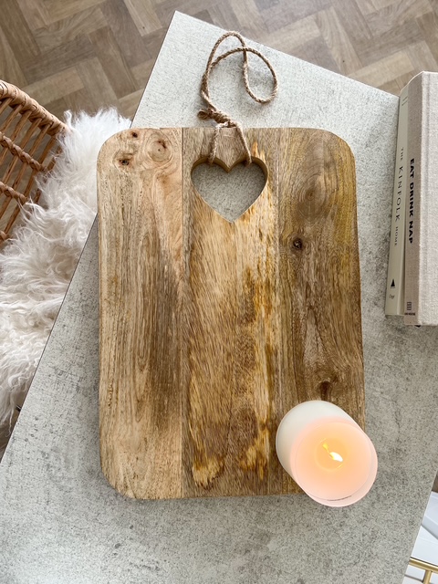 Very large mango wood heart board - Perfectly Lovely Interiors