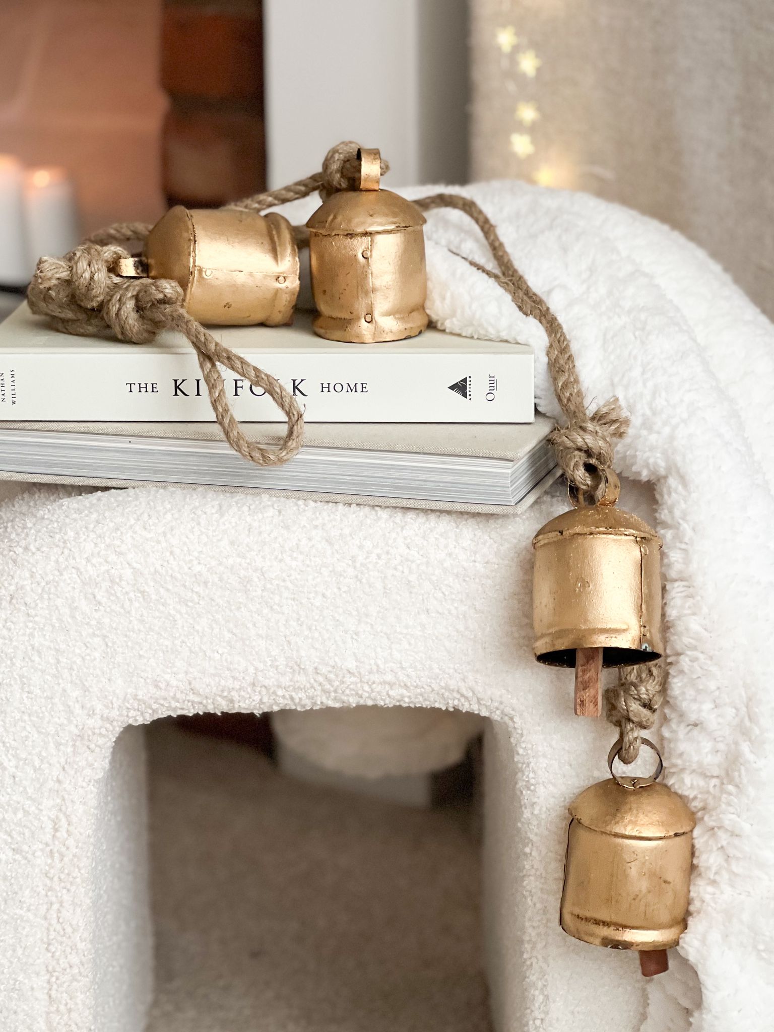 Four vintage style bells on hanging rope - Perfectly Lovely Interiors