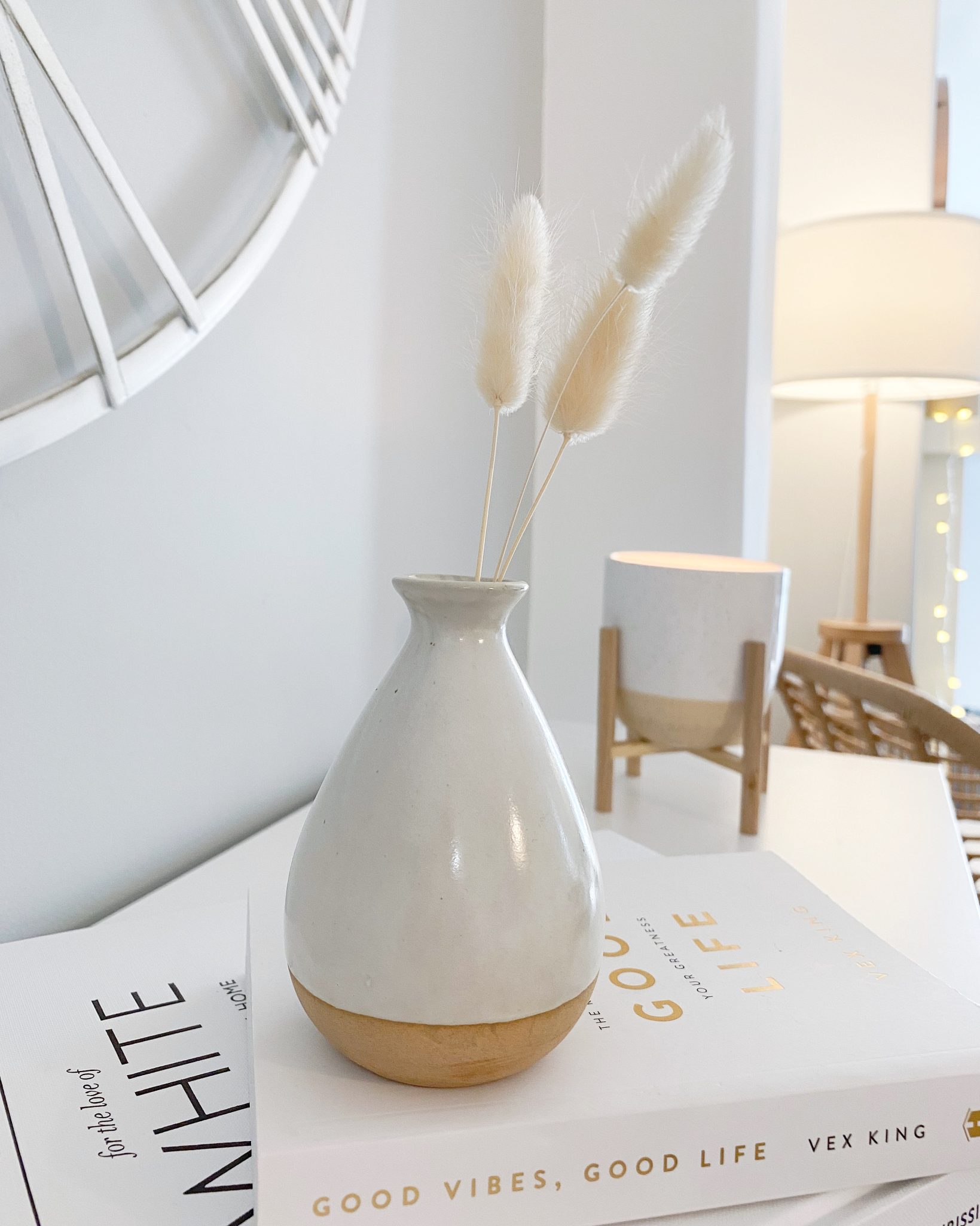 Tall natural two tone ceramic vase - Perfectly Lovely Interiors