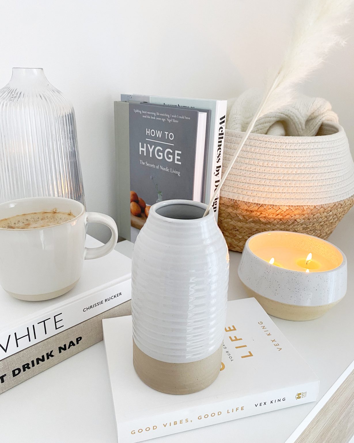 Tall natural two tone ceramic vase - Perfectly Lovely Interiors